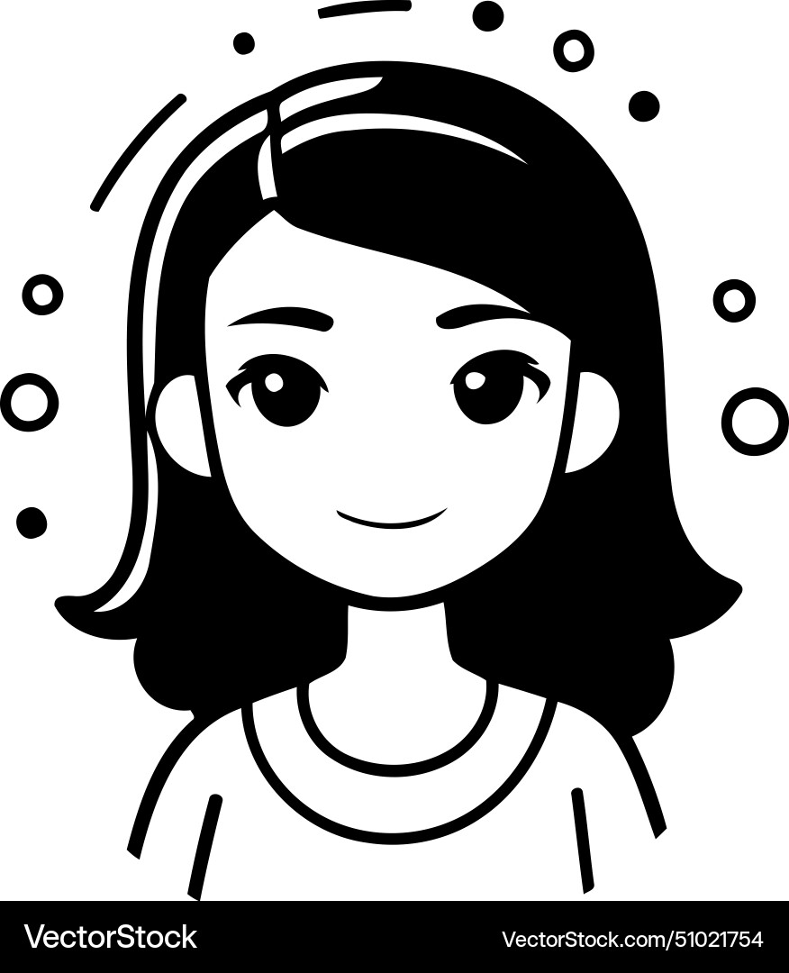 Cute Girl Cartoon Character In Flat Style Vector Image