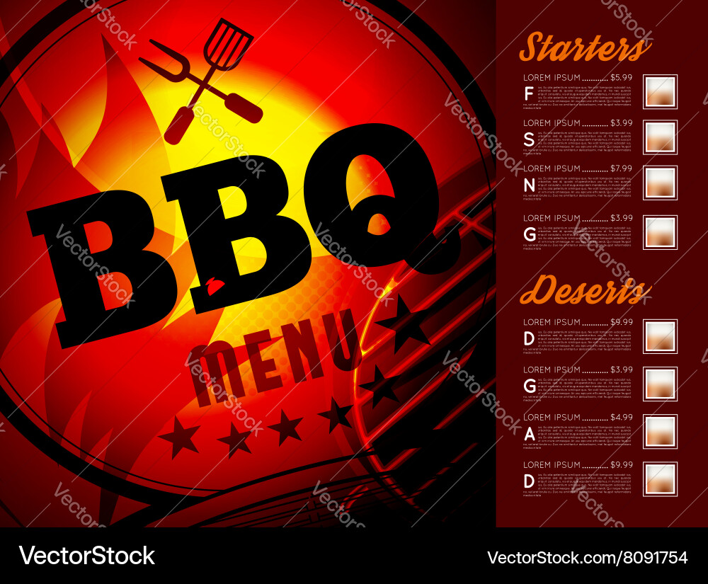 Design bbq menu Royalty Free Vector Image - VectorStock