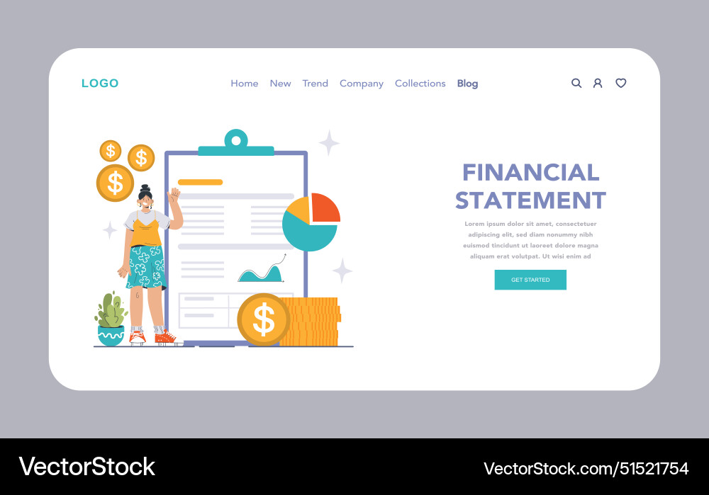 Financial statement concept flat Royalty Free Vector Image