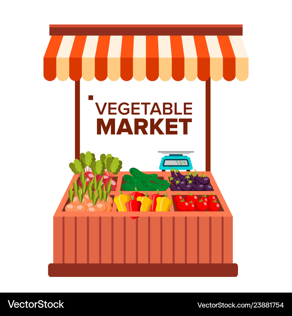 Fresh Vegetable Market Scene Royalty Free Vector Image