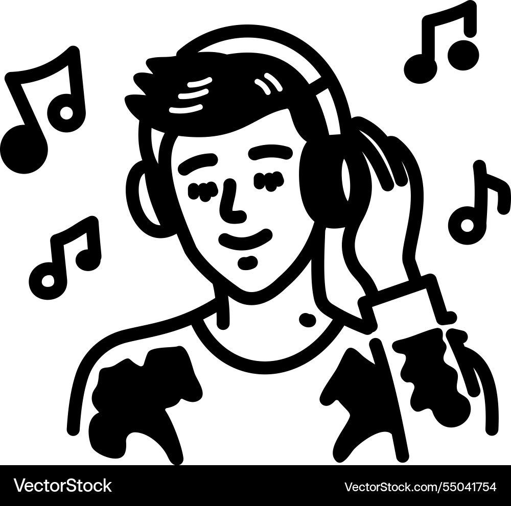 Listening music Royalty Free Vector Image - VectorStock