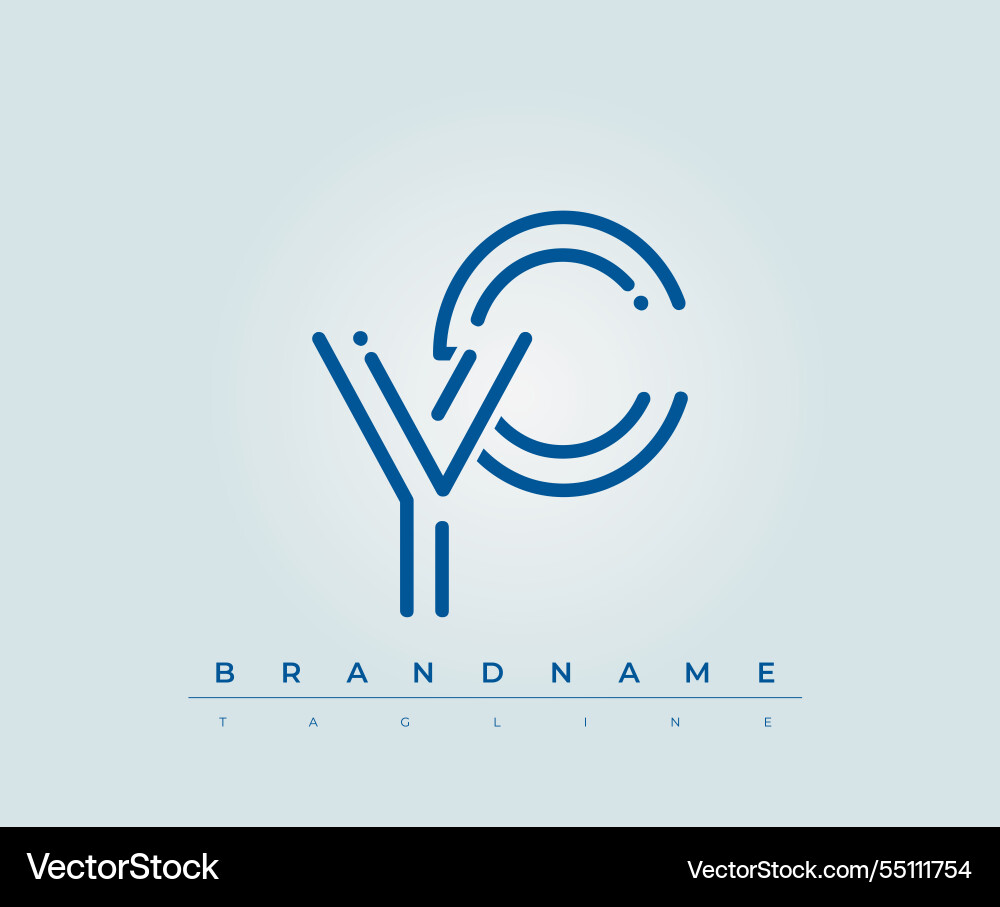 Yc technology letter logo template Royalty Free Vector Image
