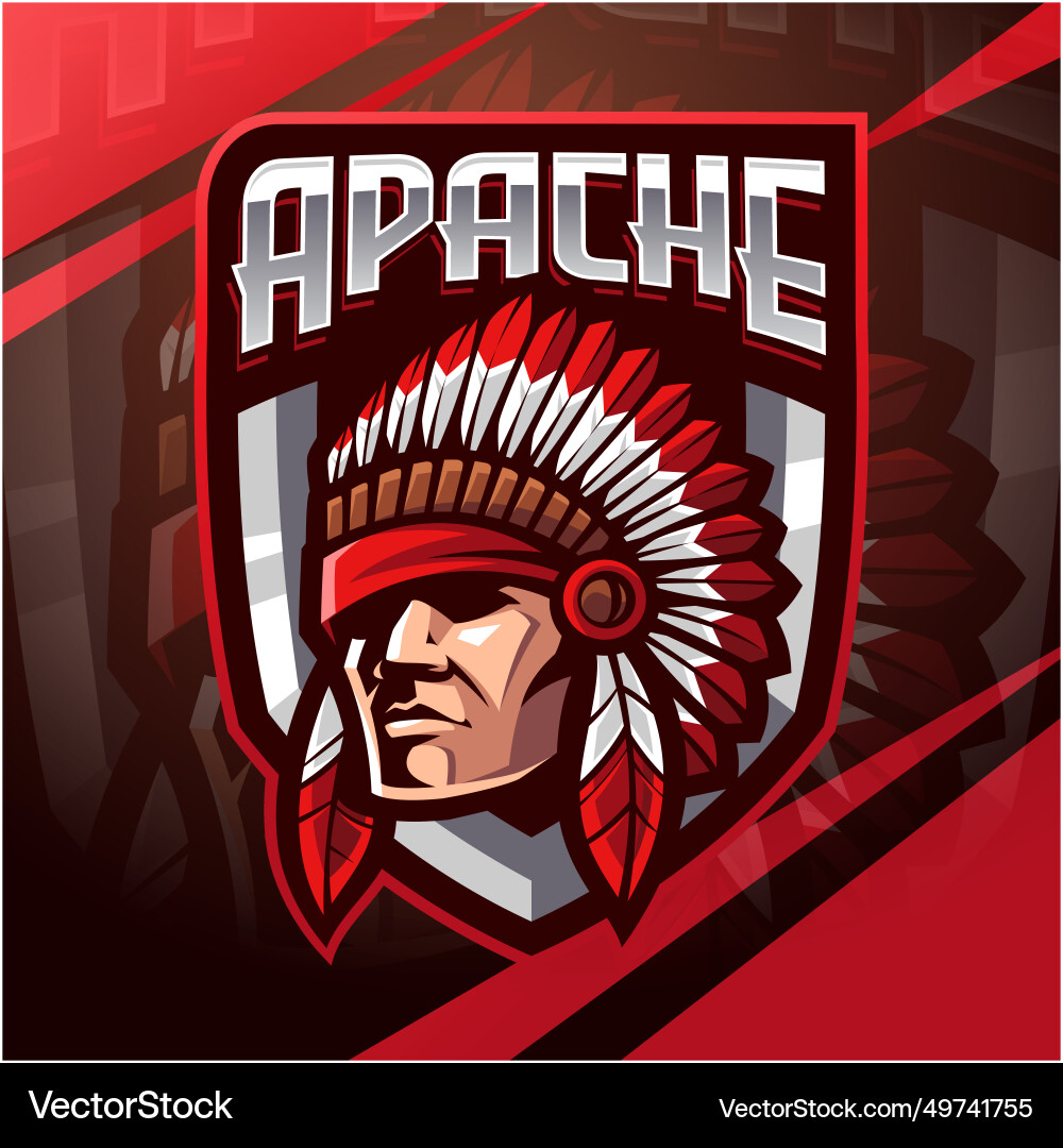 Apache head esport mascot logo design Royalty Free Vector