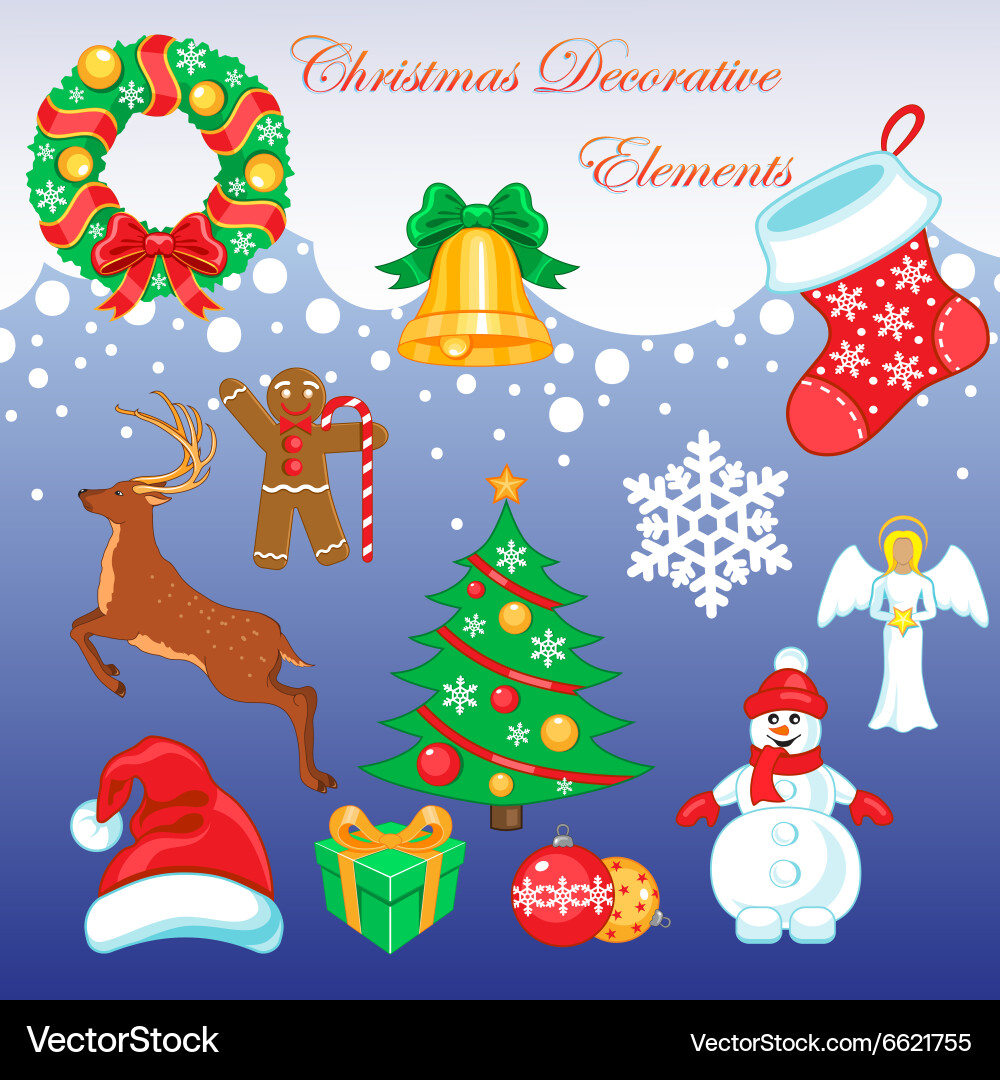Christmas symbols set Royalty Free Vector Image