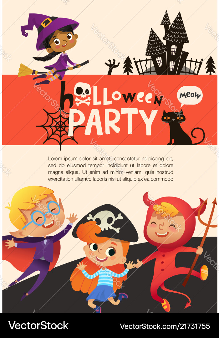 Flyer or poster template with cute happy little Vector Image