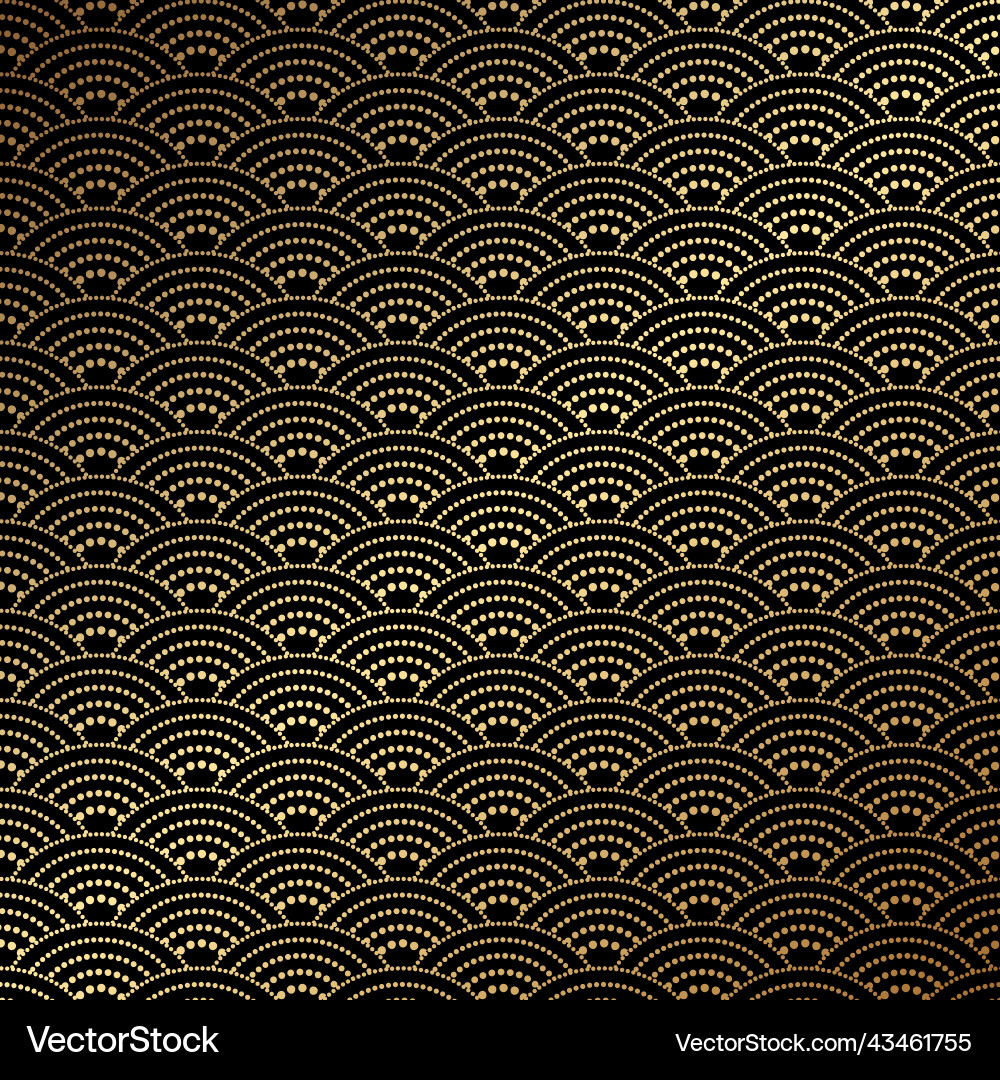 Gold and black japanese style wave pattern Vector Image