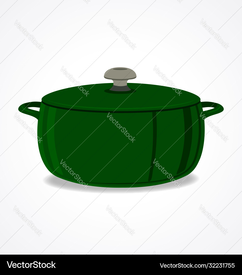 Green Crock Pot Roaster with Lid Royalty Free Vector Image