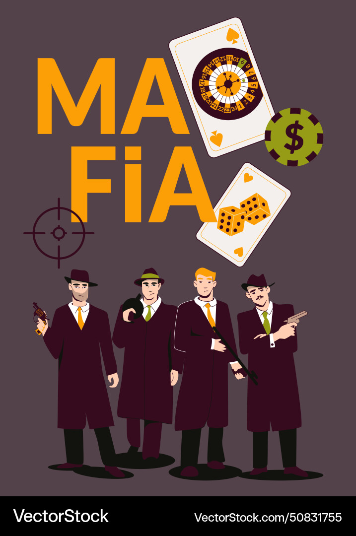 Mafia flat poster Royalty Free Vector Image - VectorStock