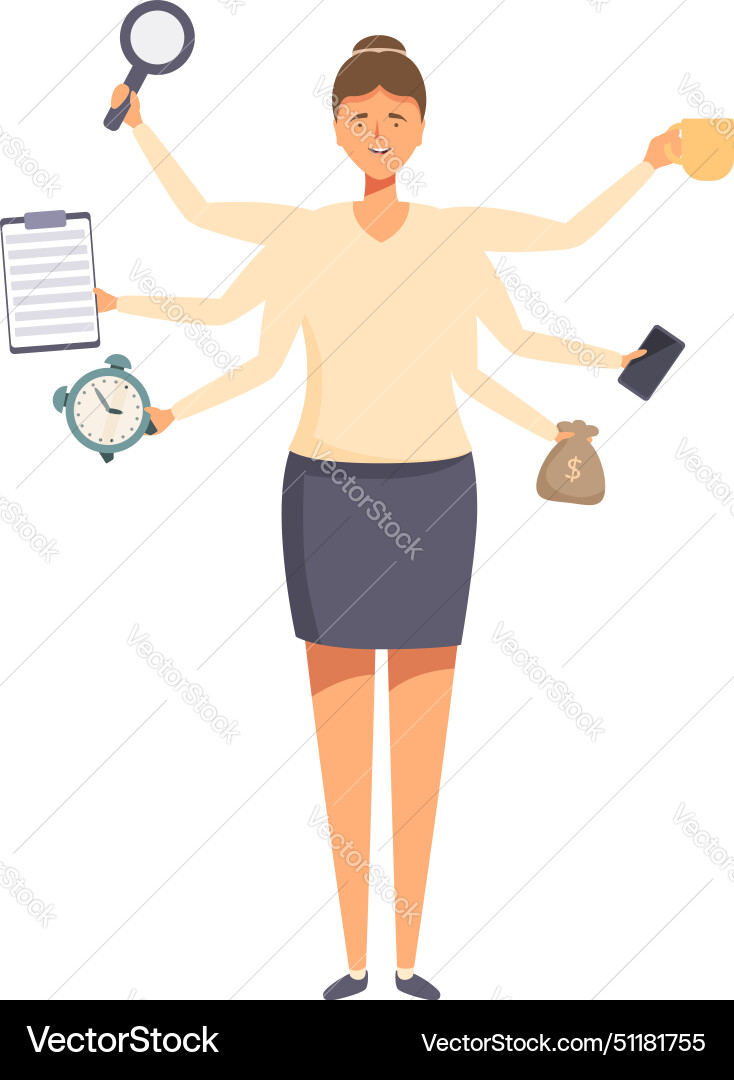 Multitasking workaholic person icon cartoon Vector Image