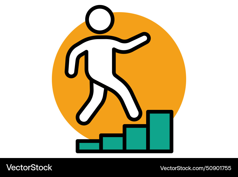 Step icon people climb stair related Royalty Free Vector