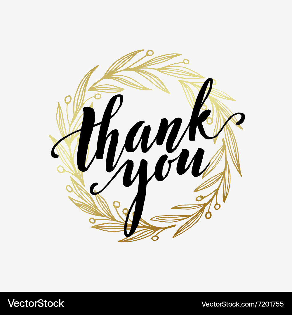 Thank you golden lettering design Royalty Free Vector Image