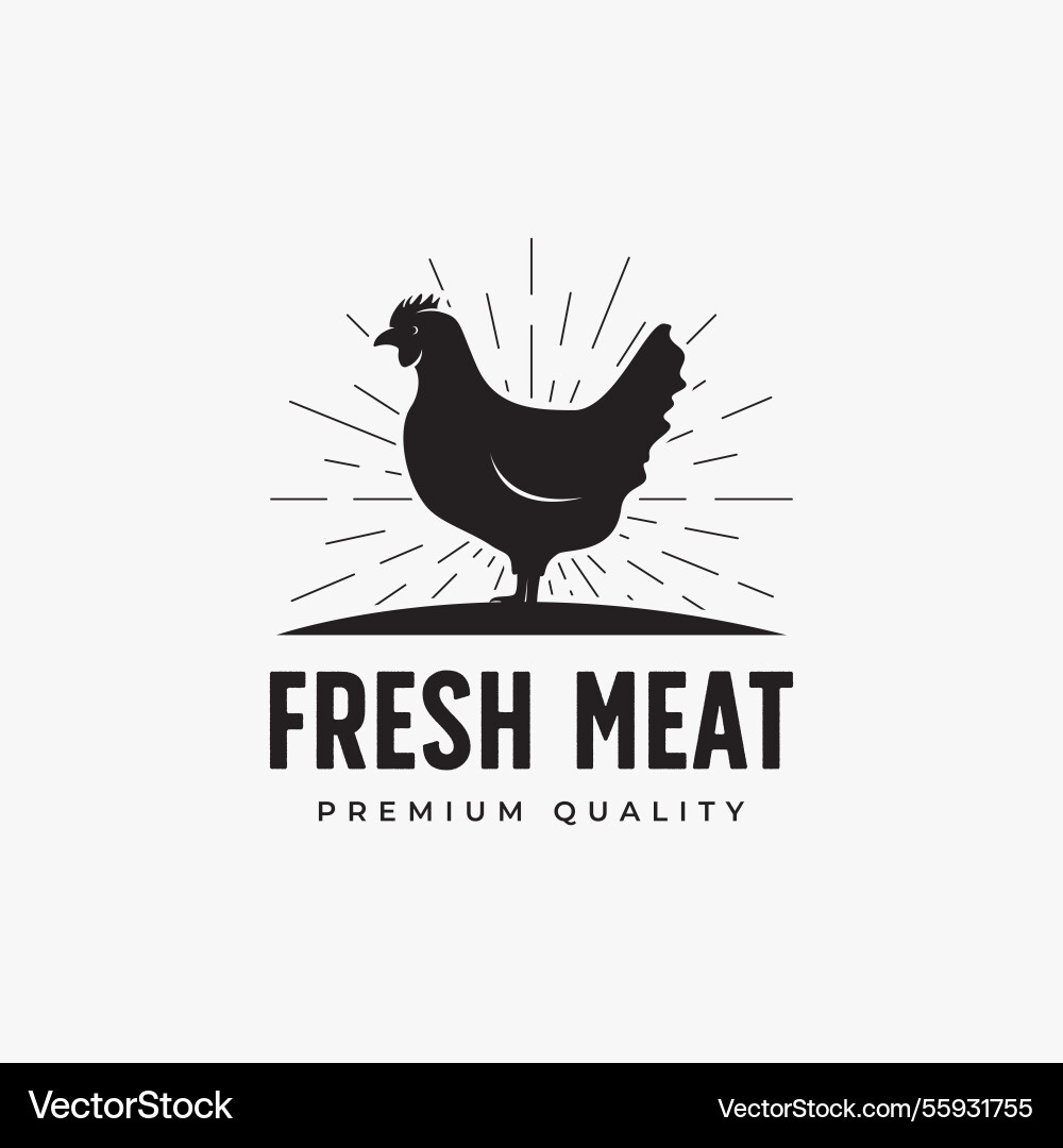 Vintage chicken meat store logo Royalty Free Vector Image