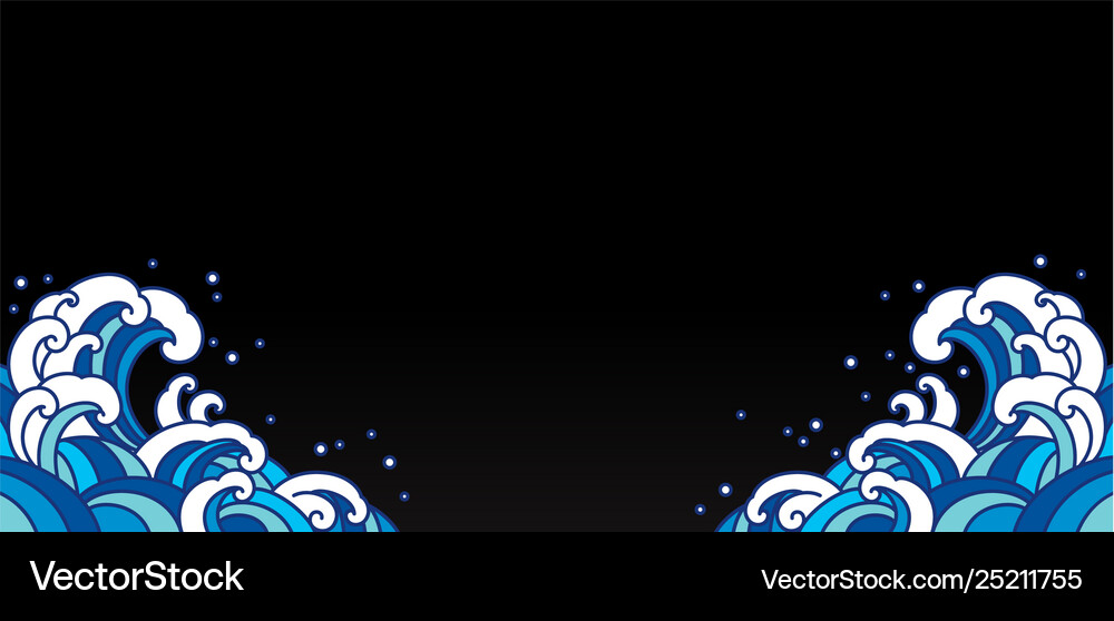 Water wave ornamental corner background Royalty Free Vector