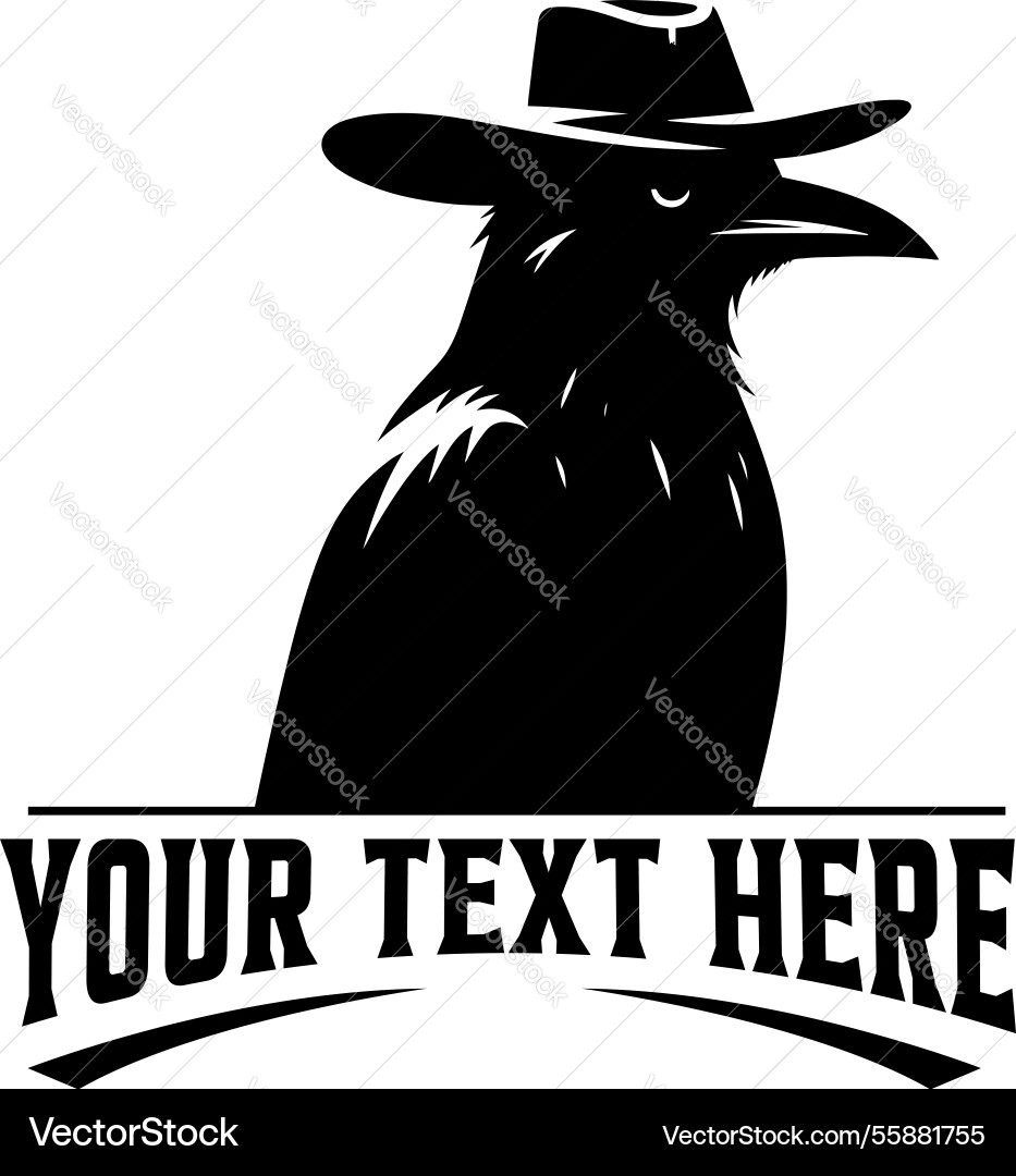 Western raven with hat logo Royalty Free Vector Image