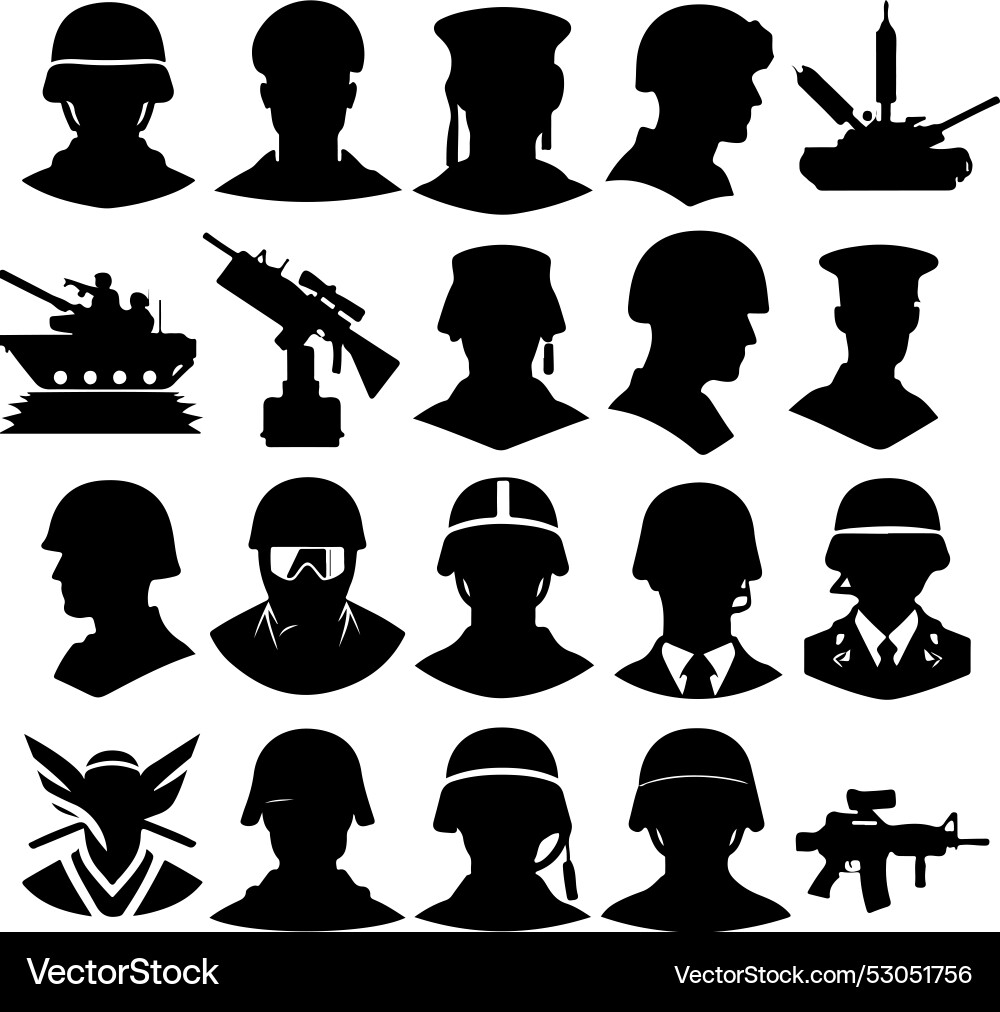 Army man silhouette with a white background 8 Vector Image