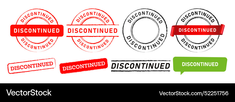 Discontinued sign rubber stamp and speech bubble Vector Image