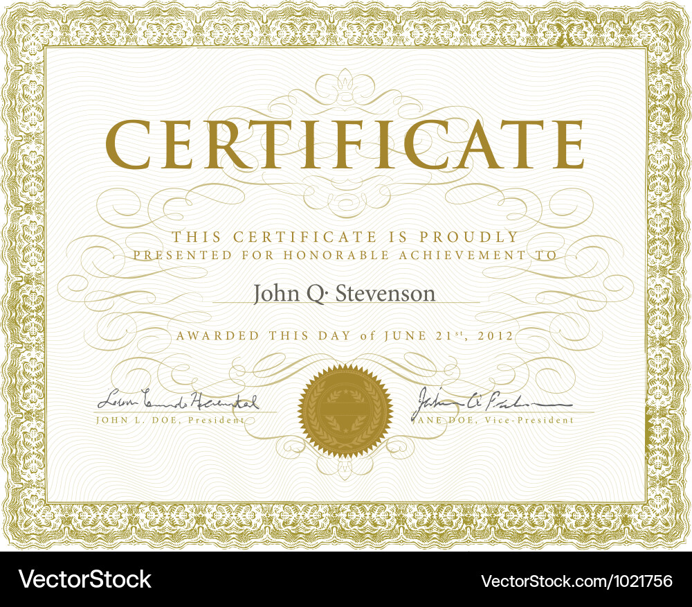 Formal certificate template Royalty Free Vector Image