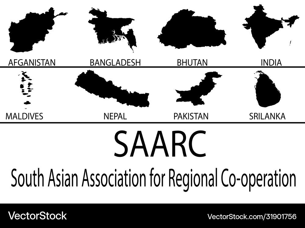 Maps collection all saarc countries Royalty Free Vector