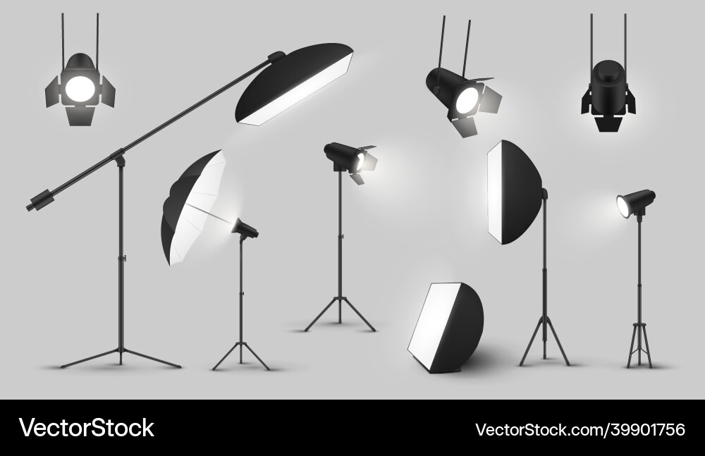 Realistic spotlight set light Royalty Free Vector Image