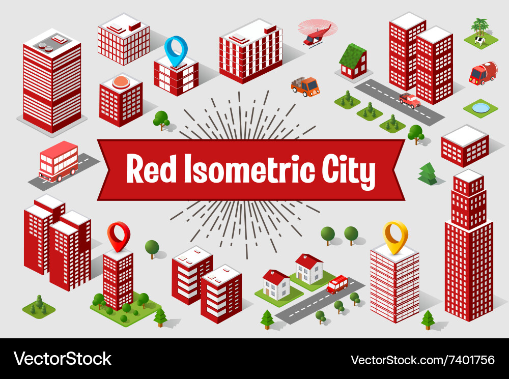Red city skyscraper Royalty Free Vector Image - VectorStock