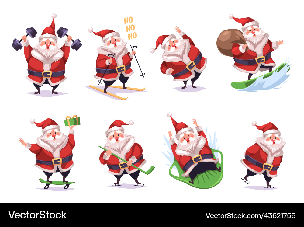 Sporting santa cute modern character happy Vector Image