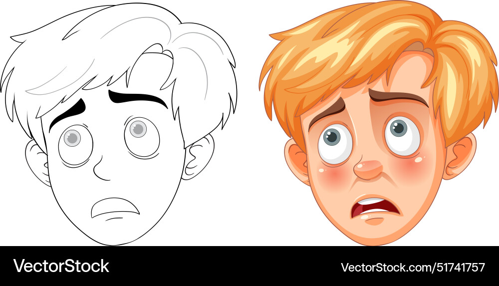 A boy looking worried Royalty Free Vector Image