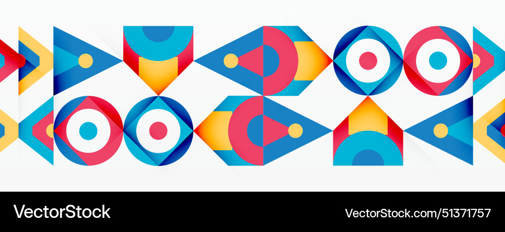 Colorful geometric pattern with arrows and circles