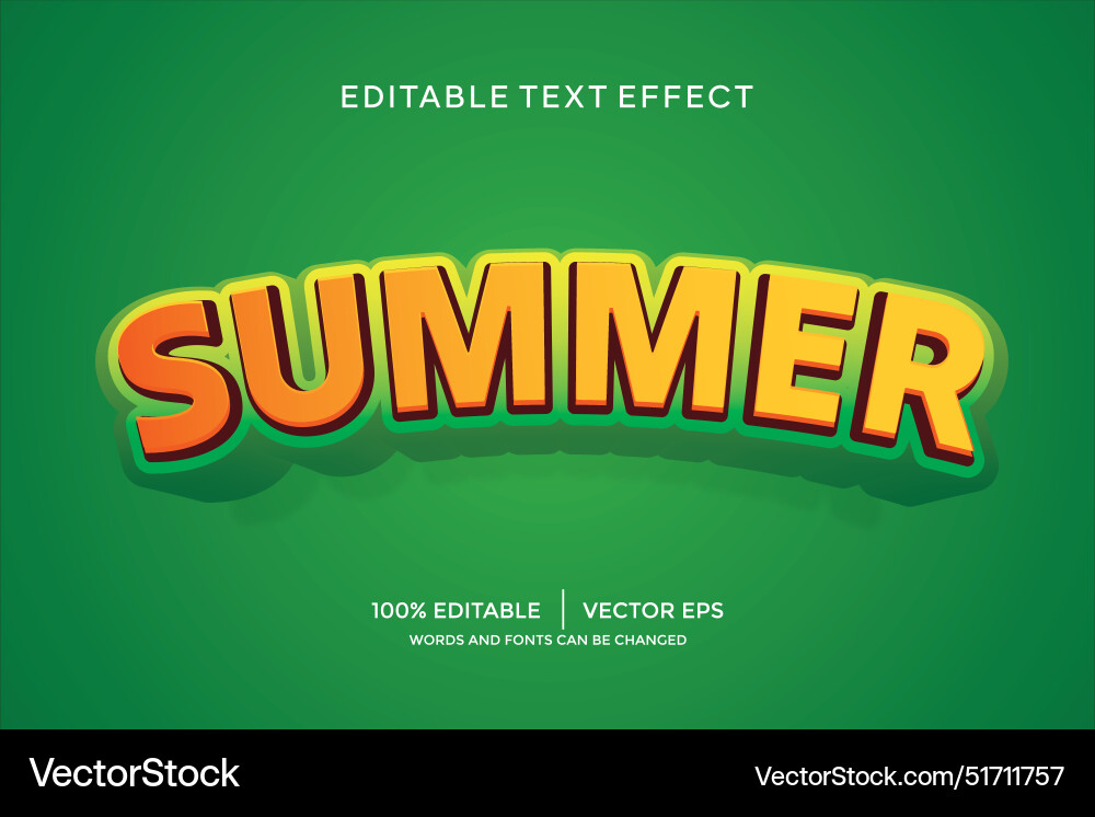 Editable summer text effect with modern style Vector Image