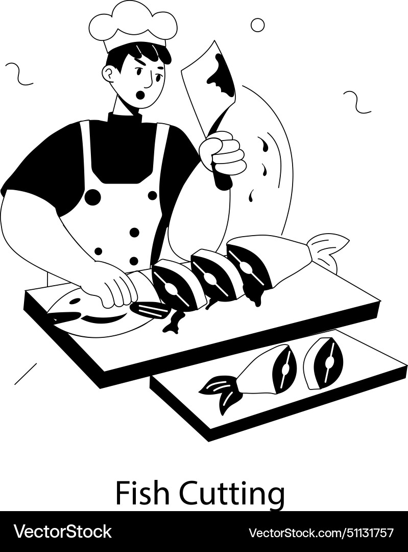 Fish cutting Royalty Free Vector Image - VectorStock