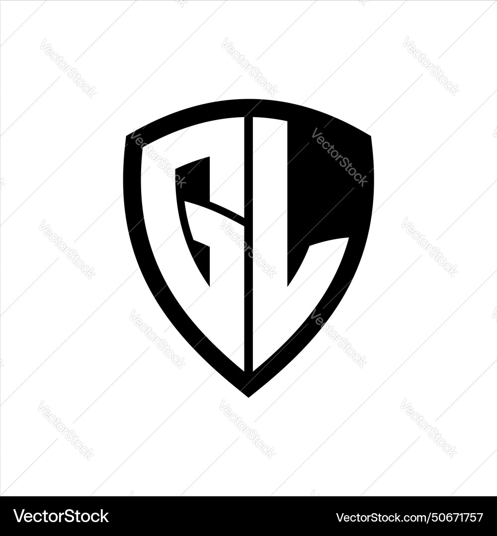 Gl monogram logo with bold letters shield shape Vector Image