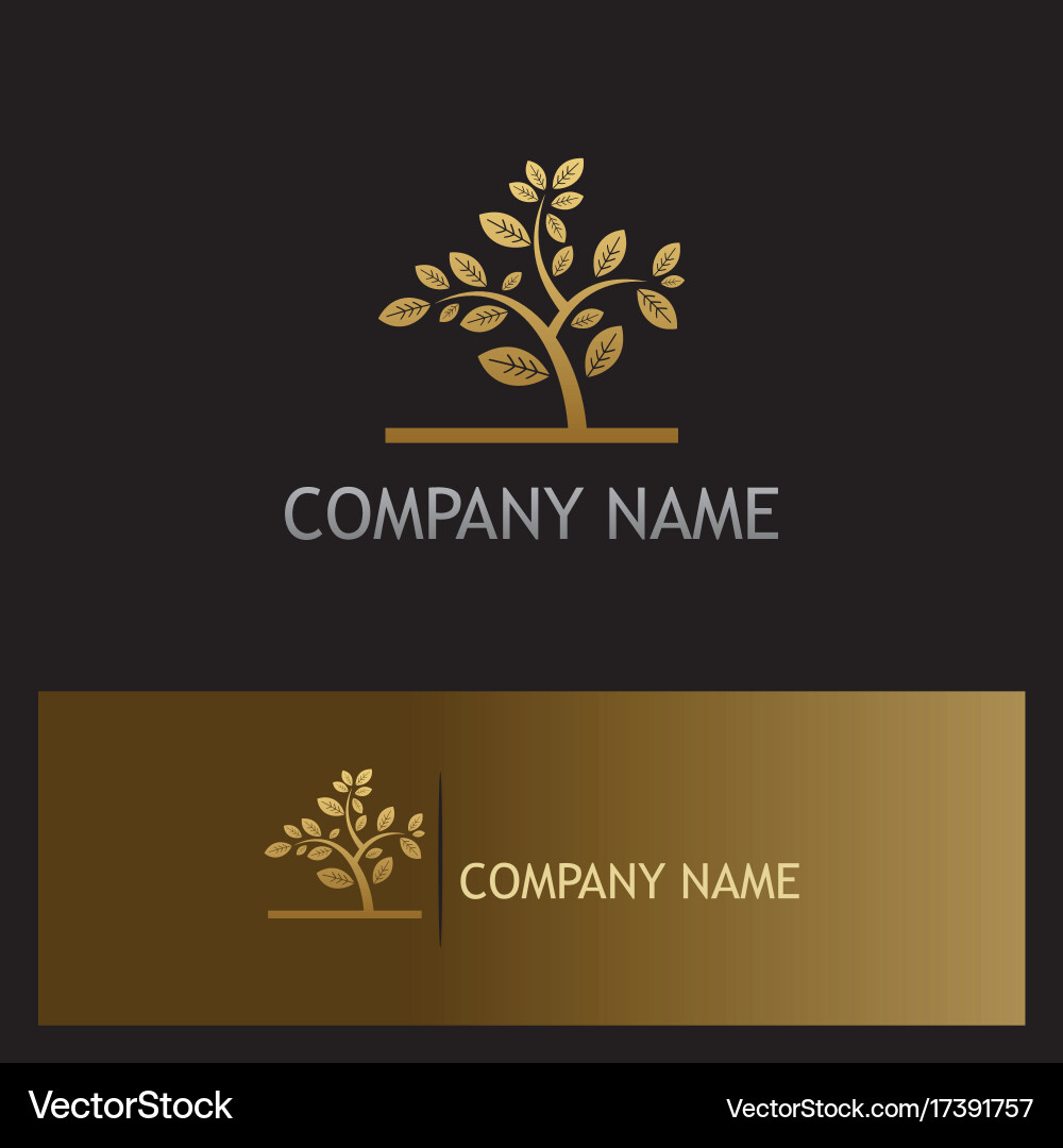 Gold plant tree logo Royalty Free Vector Image