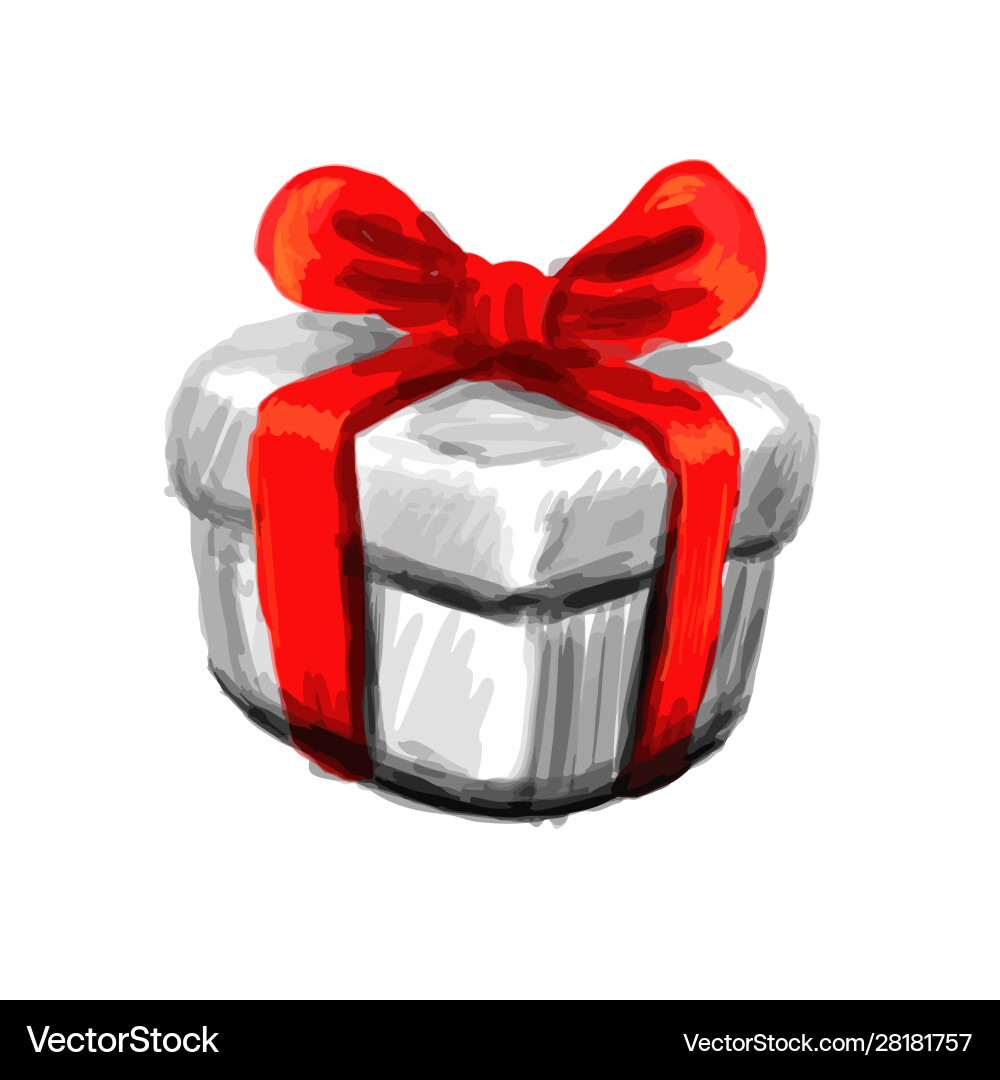 Hand drawn gift box christmas sketch Royalty Free Vector