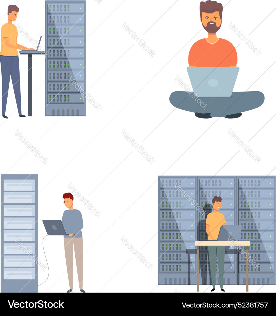 It administrator icons set cartoon Royalty Free Vector Image