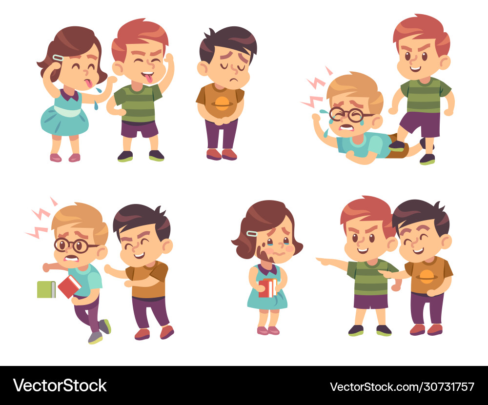 Kids bullying verbal and physical social conflict Vector Image