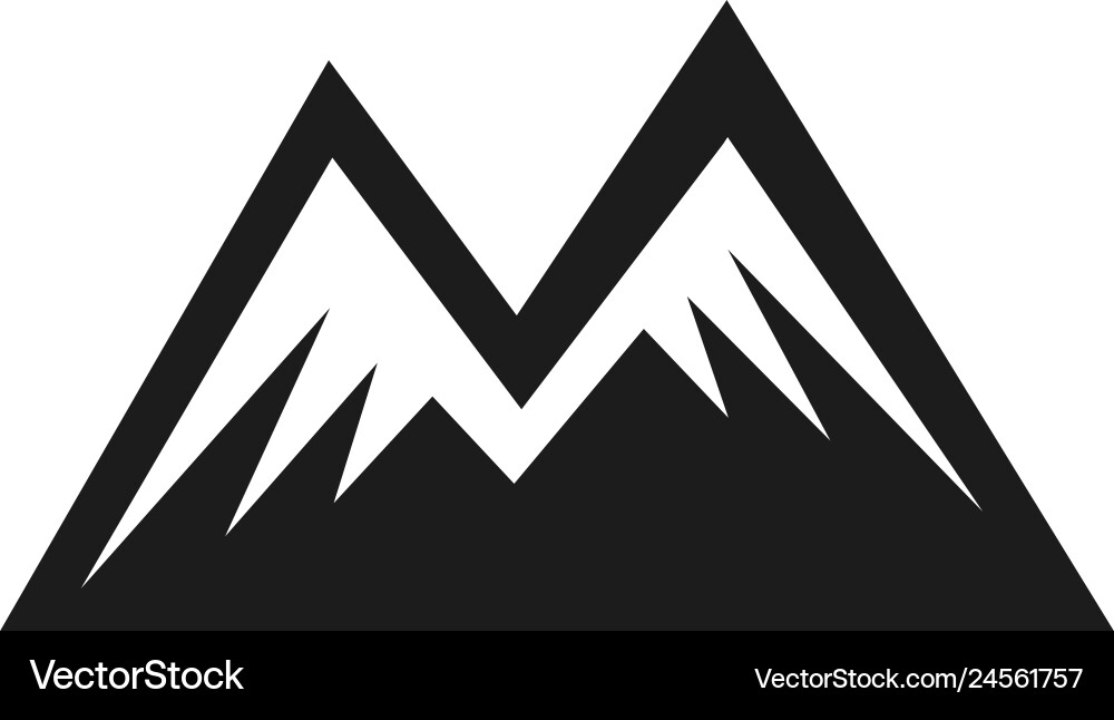 Mountain shape icon two peak adventure symbol Vector Image