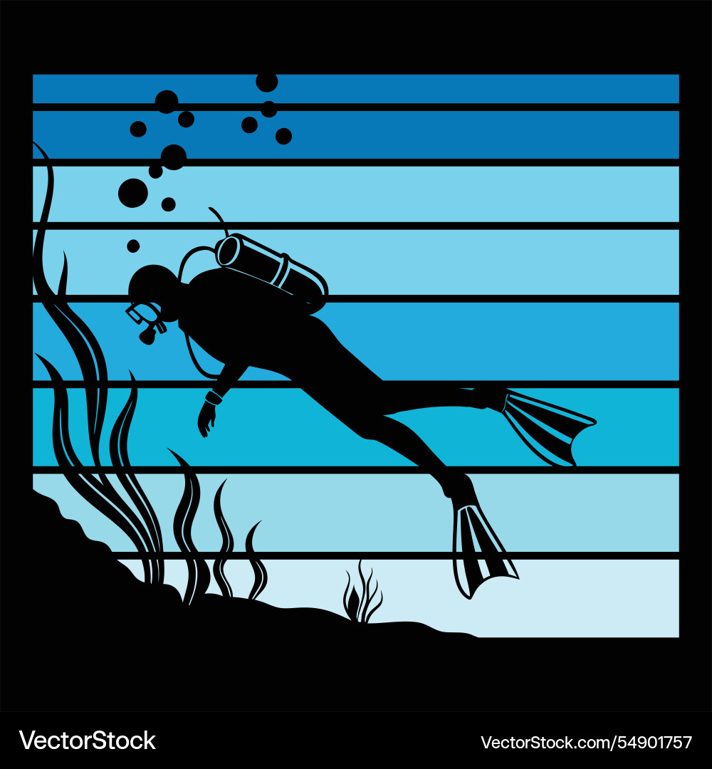 Scuba diving retro design Royalty Free Vector Image