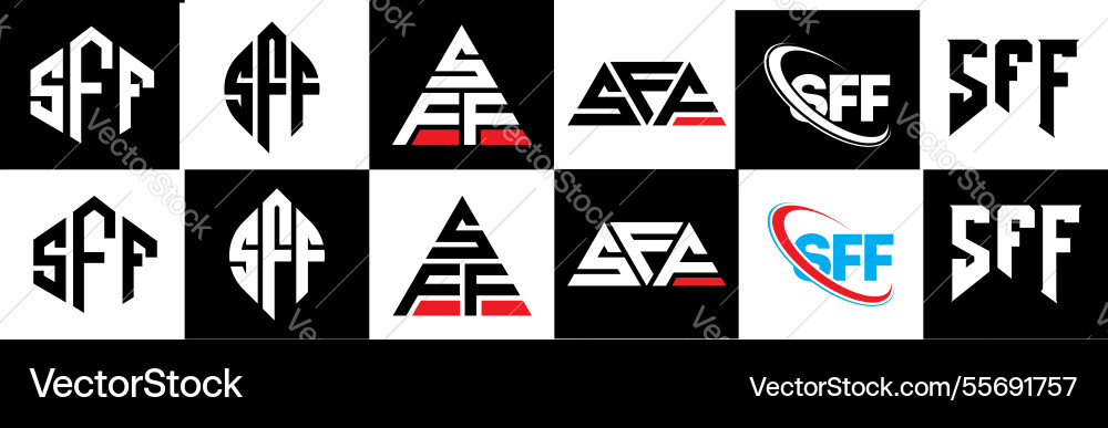 Sff letter logo design in six style polygon Vector Image
