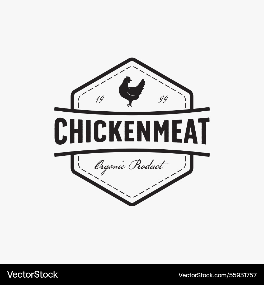 Vintage chicken meat store logo Royalty Free Vector Image