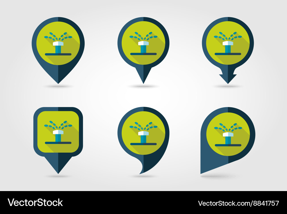 Water sprinkler irrigation flat pin map icon Vector Image