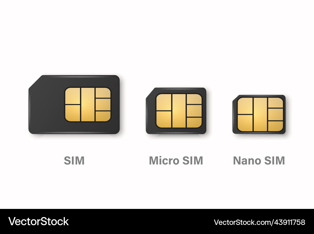 3d realistic black plastic sim micro Royalty Free Vector