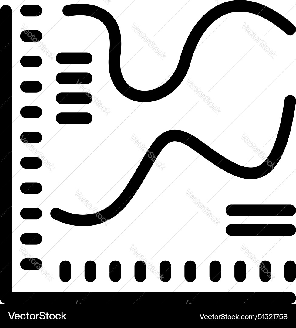 Black and white line graph icon Royalty Free Vector Image