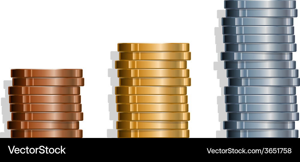 Coin stacks Royalty Free Vector Image - VectorStock