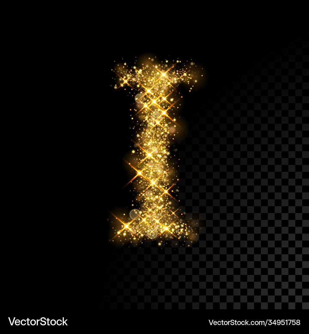 Gold glittering letter i on black background – Royalty-Free Vector ...