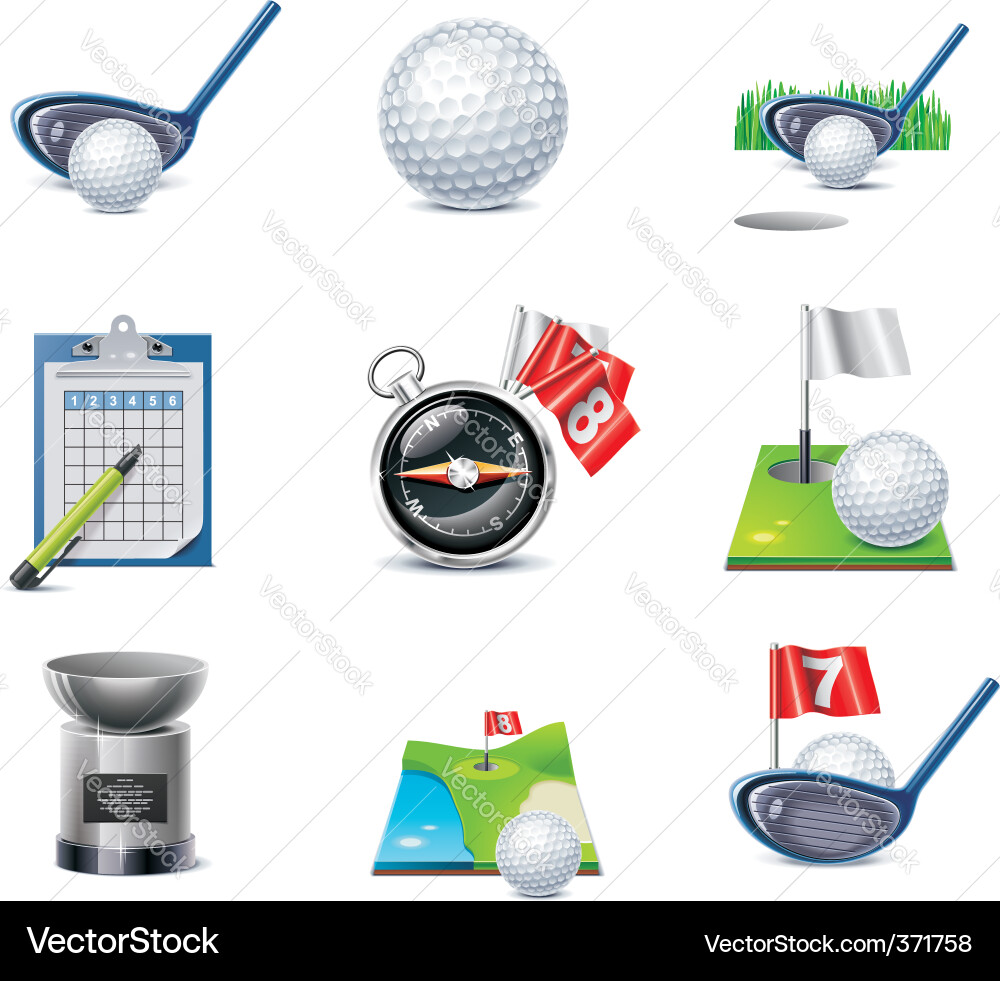 Golf icon set Royalty Free Vector Image - VectorStock