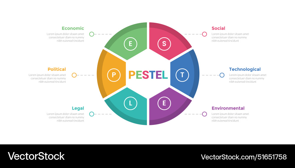 Pestel analysis infographics template diagram Vector Image