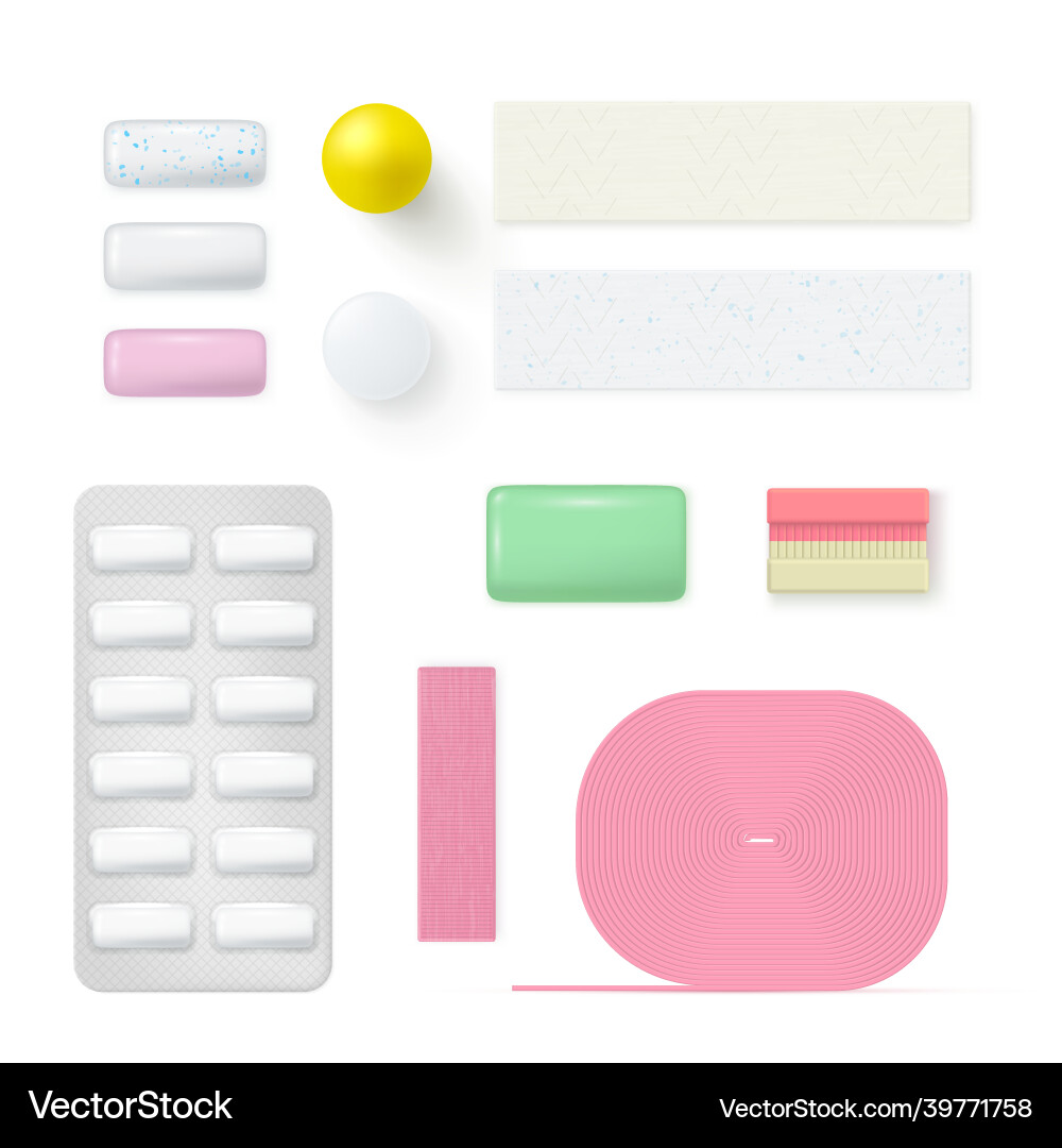 Realistic chewing gum set Royalty Free Vector Image