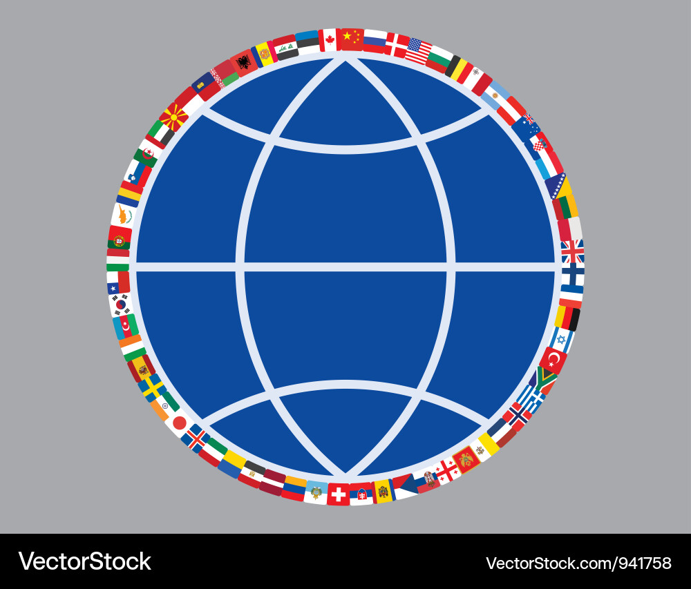 World Flags Globe Sign Royalty Free Vector Image