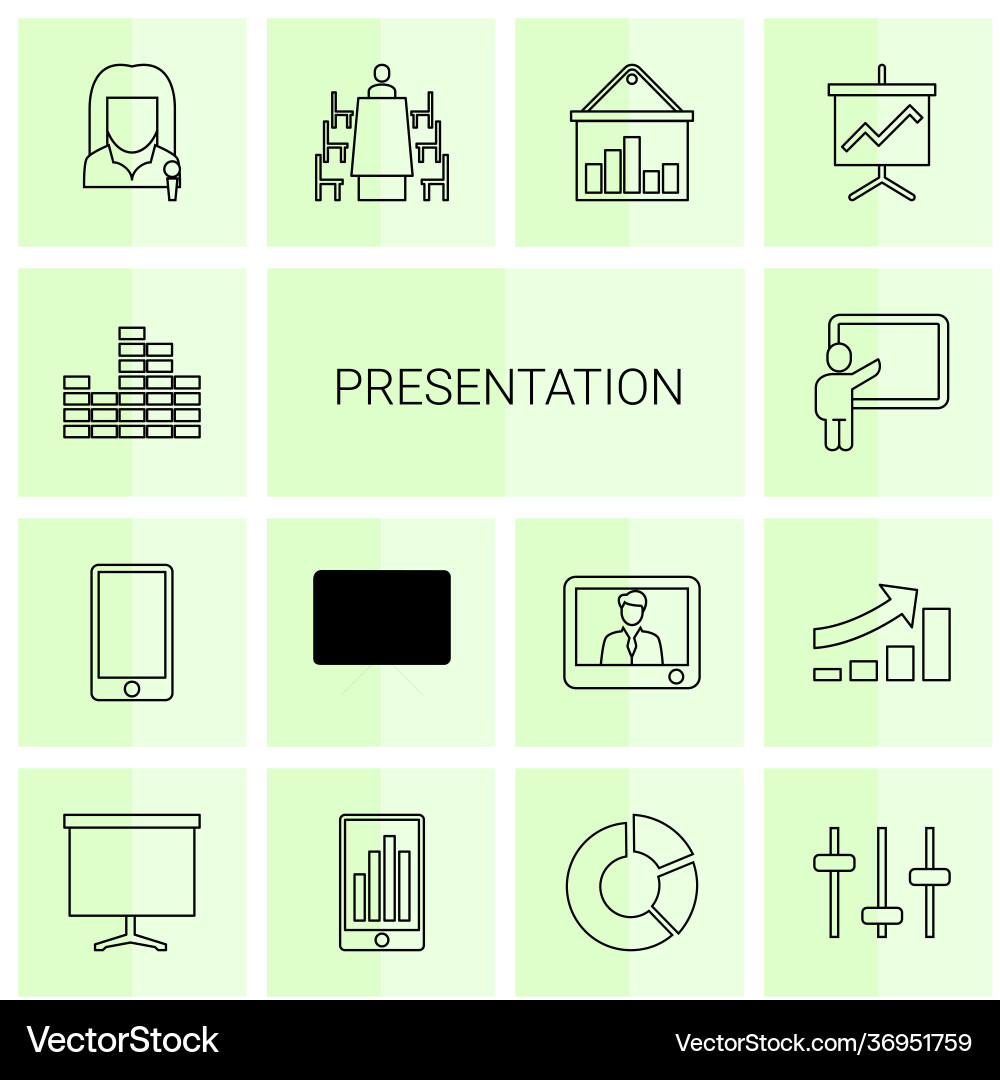 14 presentation icons Royalty Free Vector Image