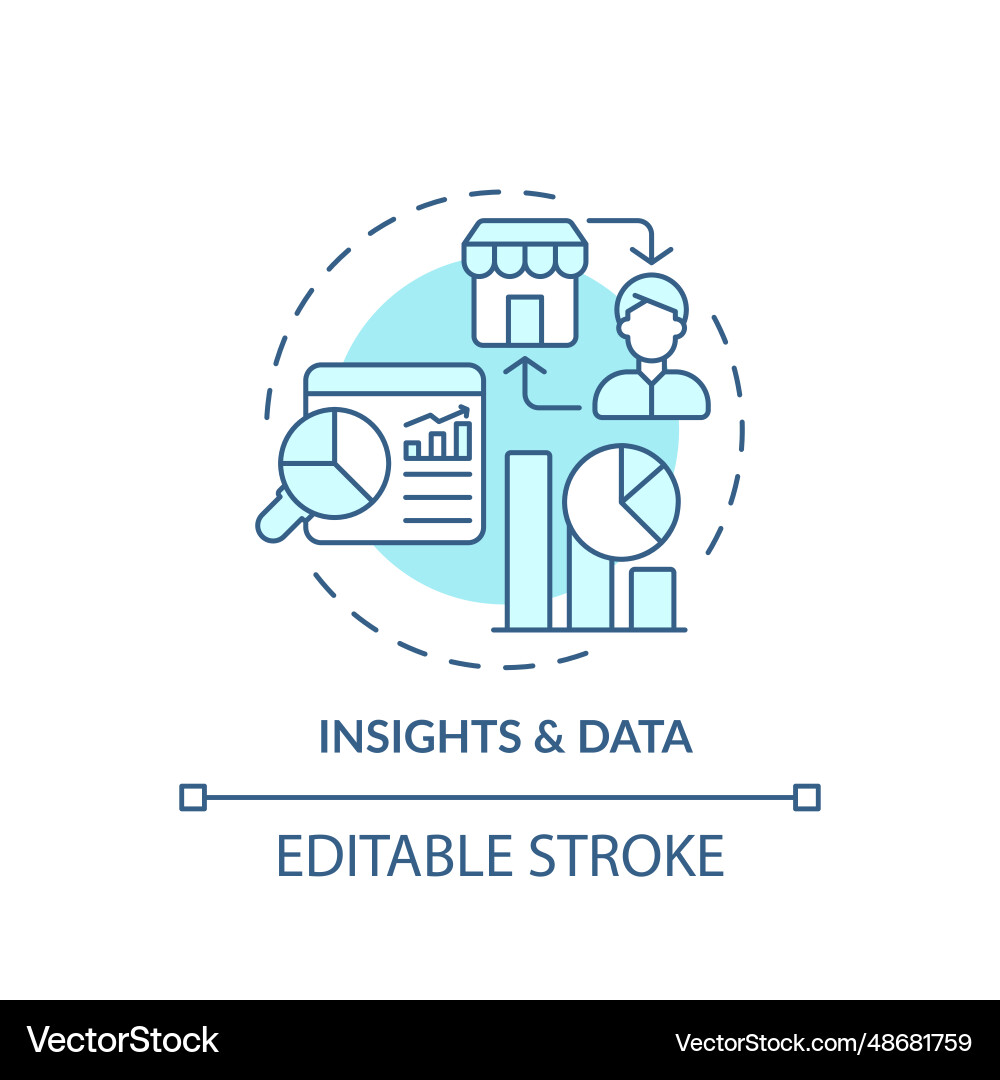 2d blue thin linear icon insights and data concept