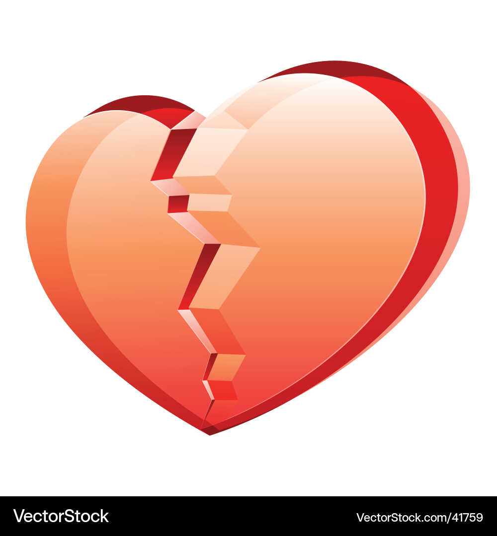 Broken heart Royalty Free Vector Image - VectorStock